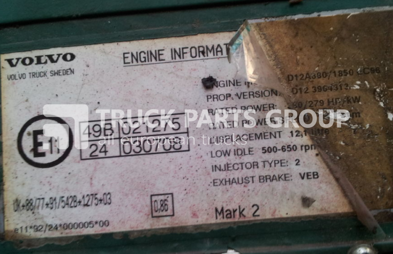 VOLVO engine control unit ECU, EDC, D12A420, 309KW, 420PS, EC96 ...